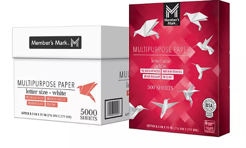 Member's Mark Multipurpose Copy Paper, 10 Ream Case, 20 lb., 92 Bright ...