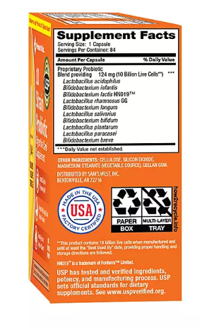 Member's Mark 10-Strain Probiotic Digestive Care Supplement Capsules ...