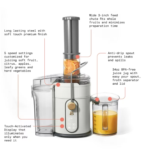 Beautiful 5-Speed 1000W Electric Juice Extractor with Touch Activated ...