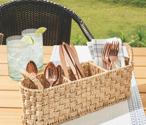 Better Homes & Gardens- Beige Oval Rattan Caddy– Brands For Less USA