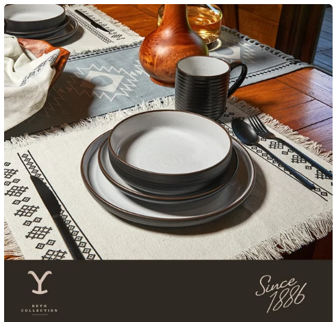 Yellowstone 12-Piece Ceramic Dinnerware Set, Beth Collection– Brands ...