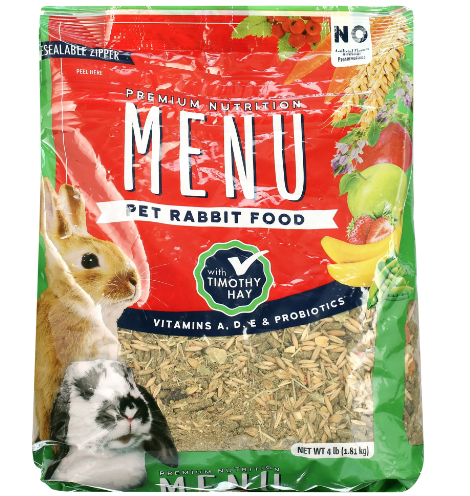 MENU Premium Rabbit Food - Timothy Hay Pellets Blend, Vitamin & Minera ...