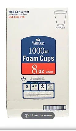 WinCup 8-Oz. Foam Cups, 1,000 ct. - White– Brands For Less USA