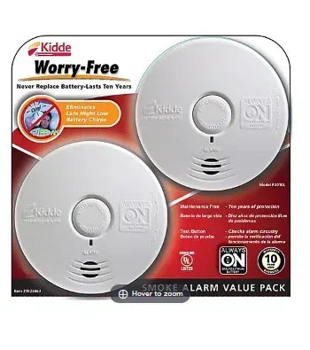 Kidde Worry-Free Smoke Alarms, 2 pk. - White– Brands For Less USA