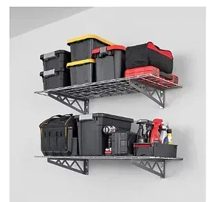 SafeRacks Wall Shelves, 2 Pack with Accessory Hooks - Hammertone ...
