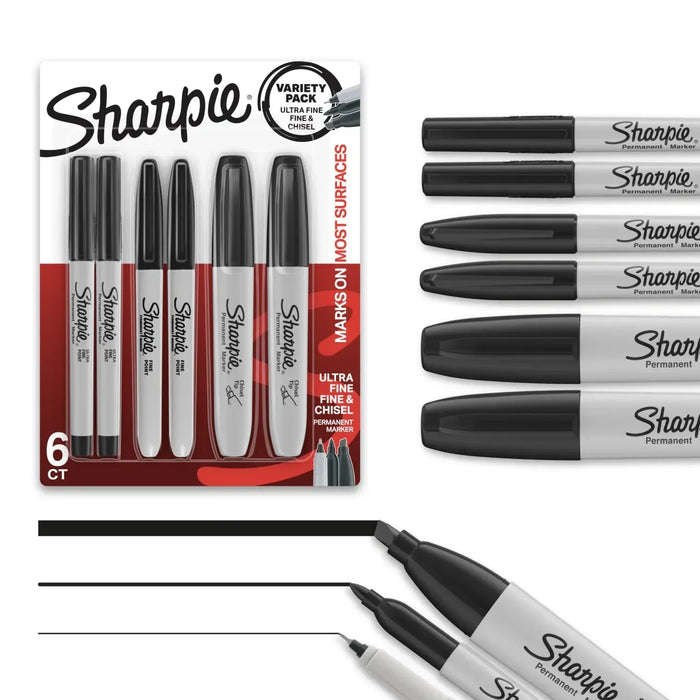 Sharpie Permanent Markers, Multi-Tip Pack, Fine/Ultra Fine/Chisel Tip ...