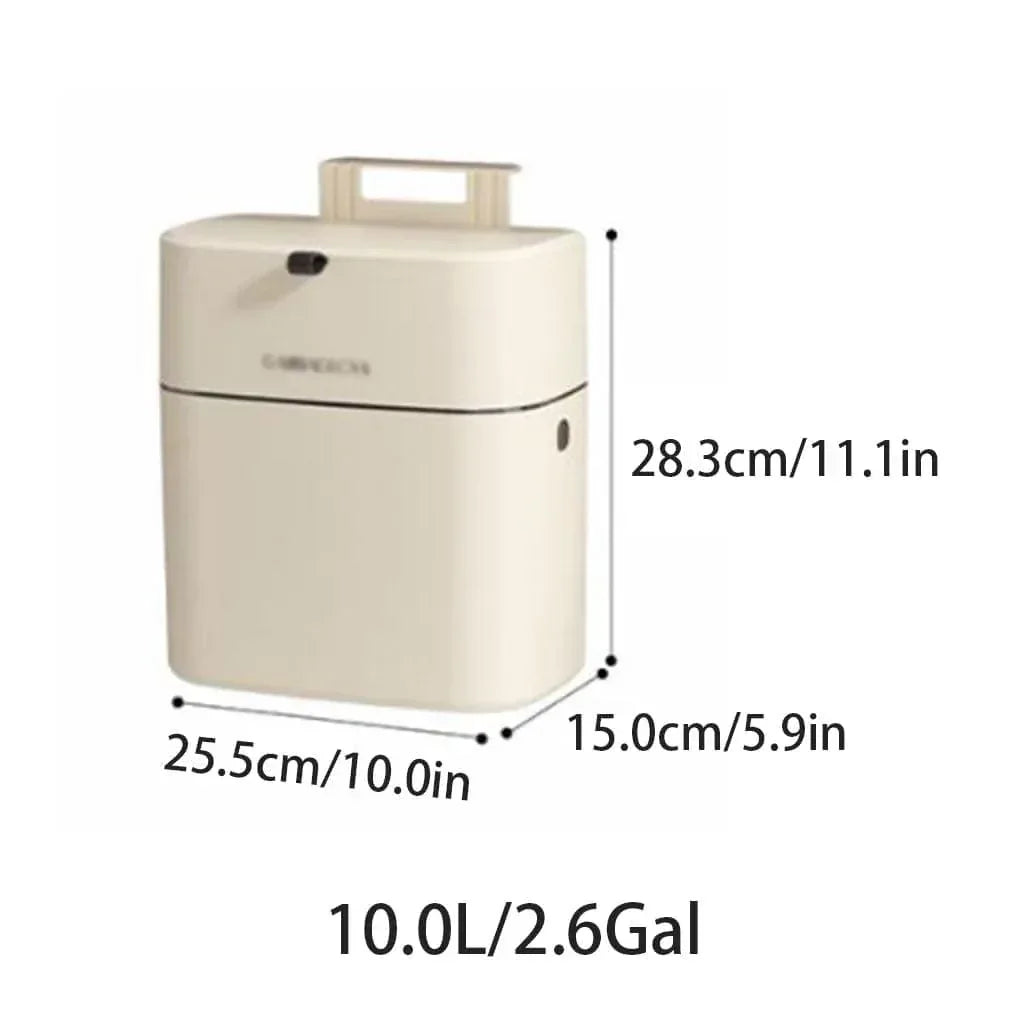 Slim 10L Trash Can with Press-Lid, Wall-Mountable Plastic Garbage Bin ...