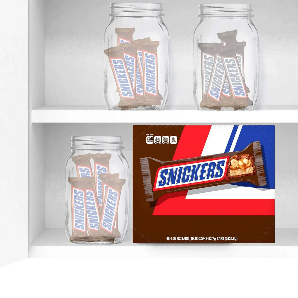 Snickers Chocolate Candy Bars, Full Size, 1.86 oz, 48-count– Brands For ...
