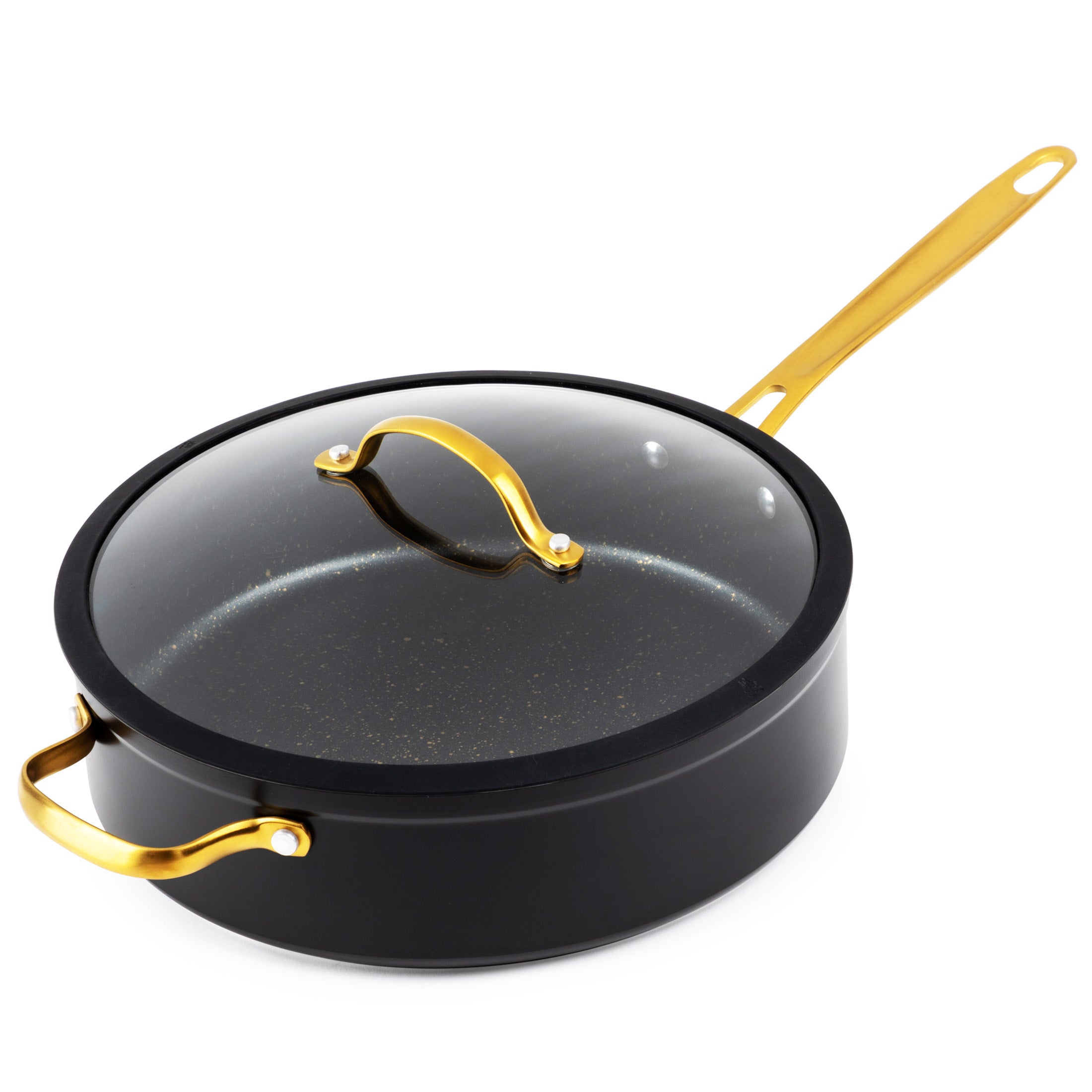 Thyme & Table Non-Stick 5 Quart Signature Sauté Pan with Glass Lid, Bl ...