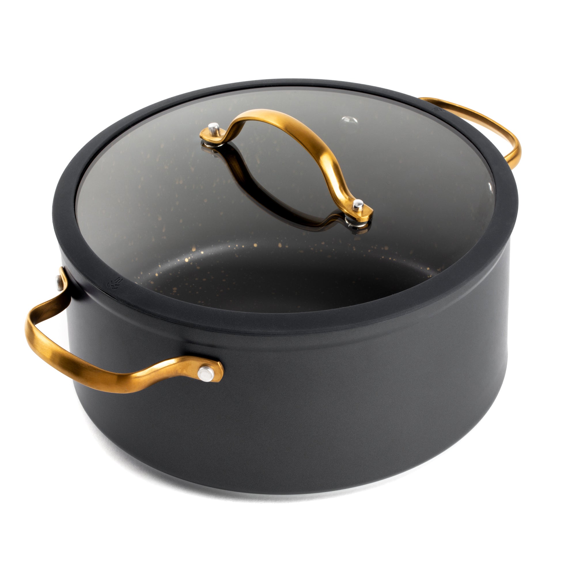 Thyme & Table 5 Qt Non-Stick Stock Pot with Glass Lid in Black & Gold ...