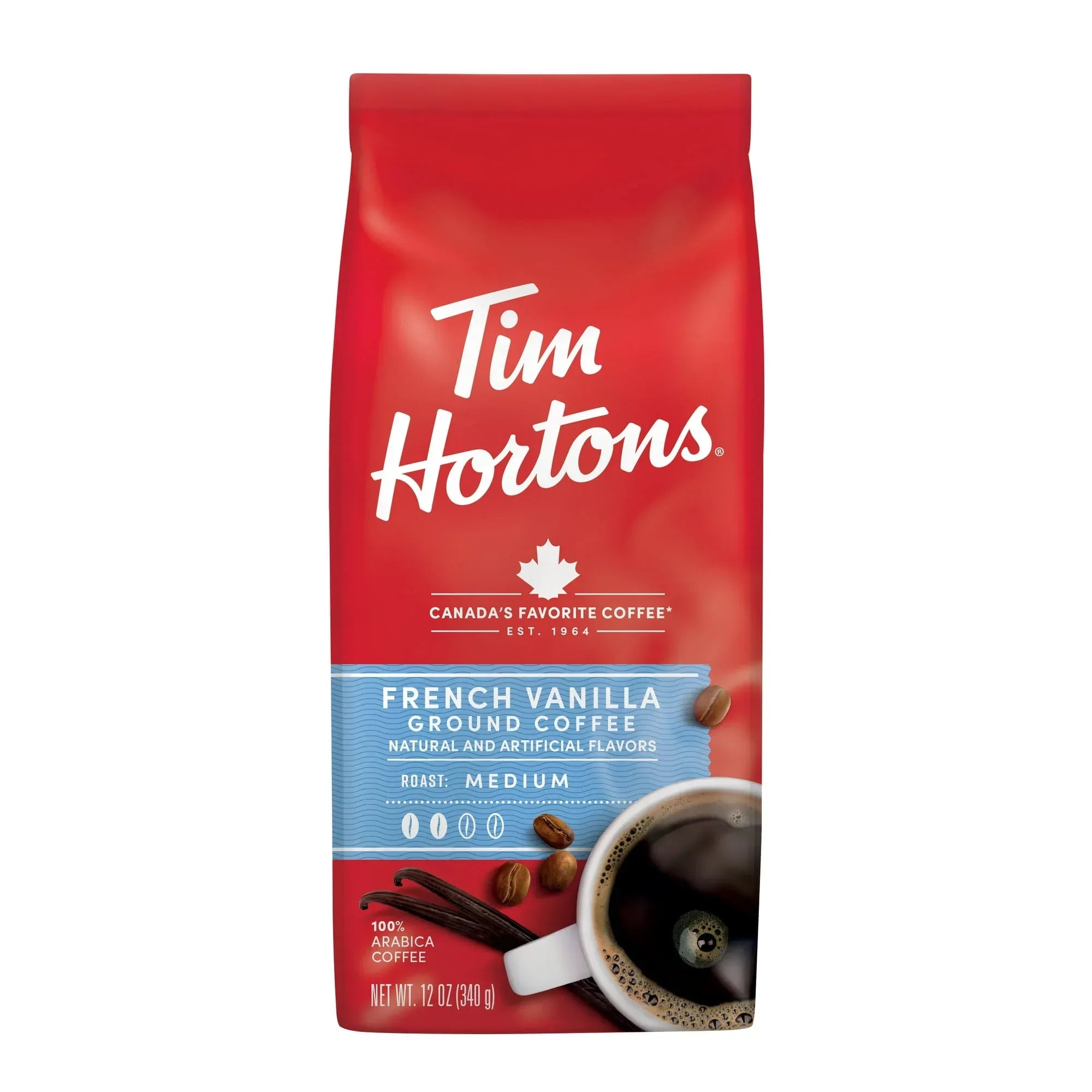 Tim Hortons French Vanilla Flavored Coffee, Medium Roast Ground Arabic ...