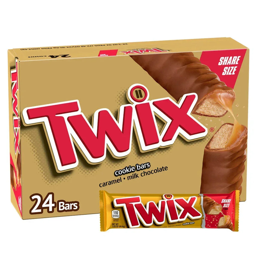 Twix Share Size Chocolate Caramel Cookie Candy Bar, 3.02 oz, 24-count ...