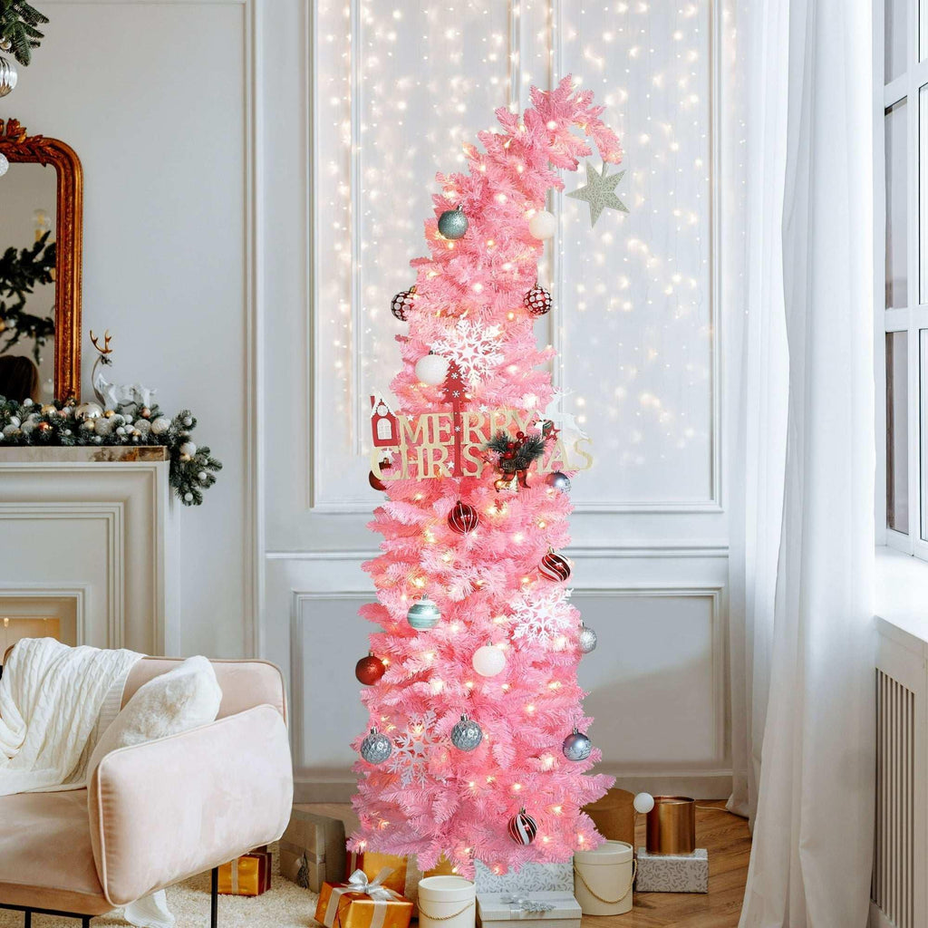 VEIKOUS 6ft Christmas Tree Crooked Neck, Pre-Lit Xmas Grinch Tree with ...
