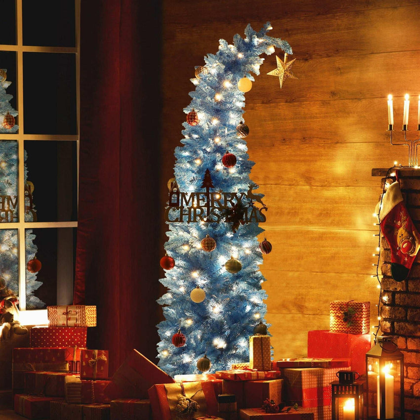 VEIKOUS 6ft Christmas Tree Crooked Neck, Pre-Lit Xmas Grinch Tree with ...