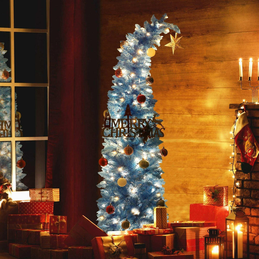VEIKOUS 6ft Christmas Tree Crooked Neck, Pre-Lit Xmas Grinch Tree with ...