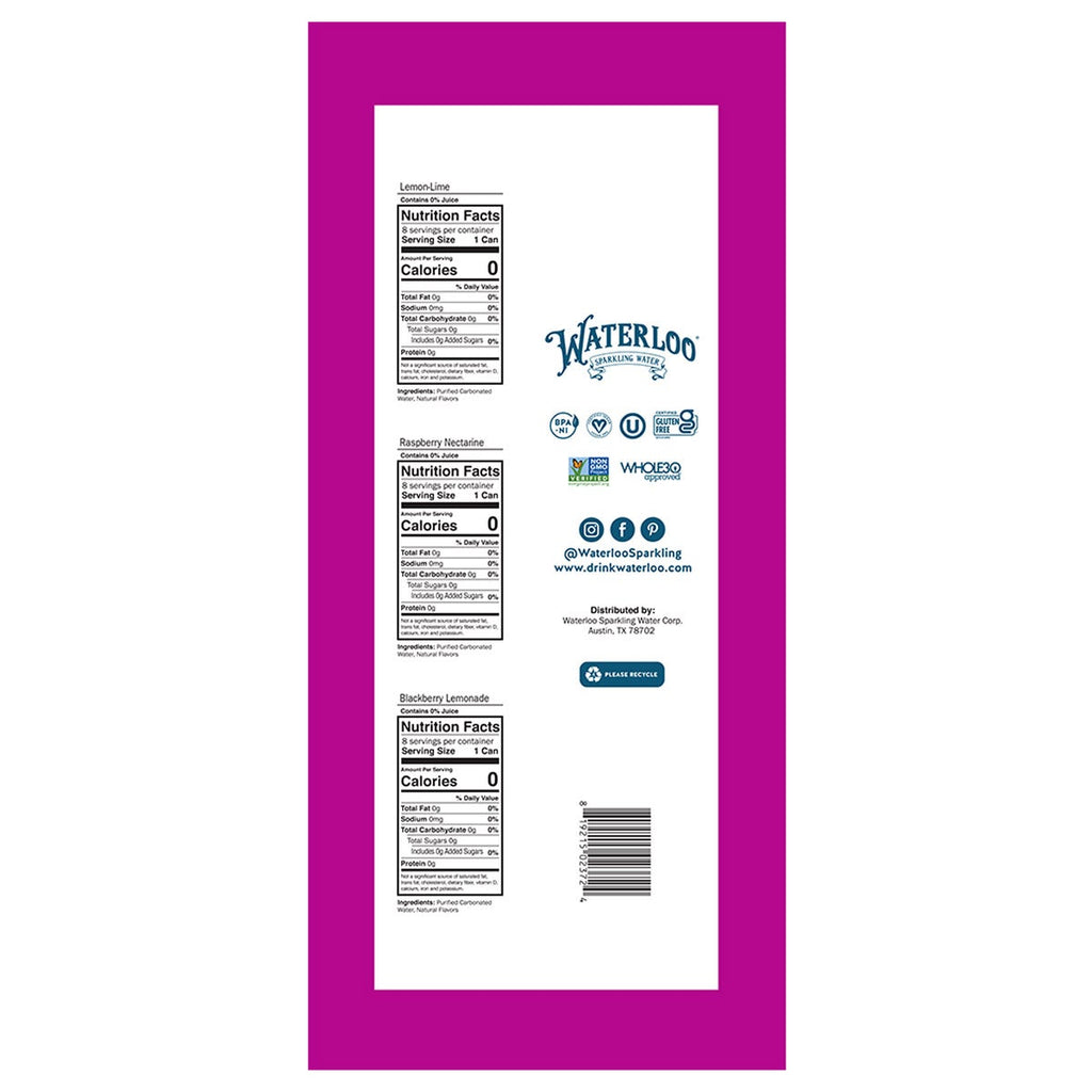 Waterloo Sparkling Water, Variety Pack, 12 fl oz, 24-count– Brands For ...