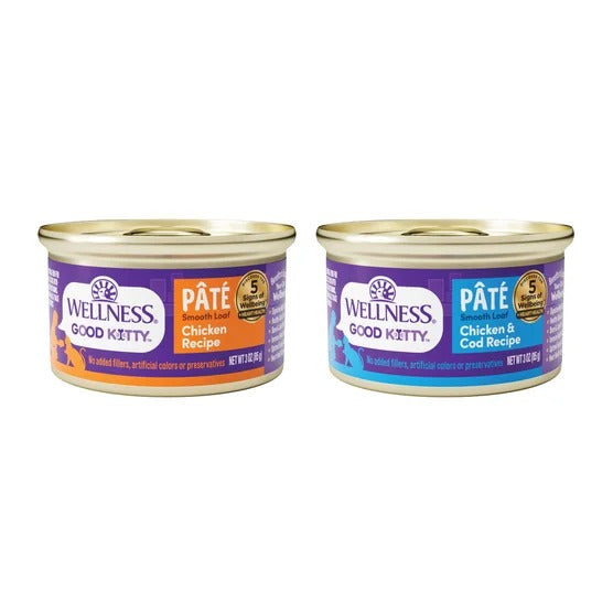 Wellness Good Kitty Wet Cat Food Pate Variety Pack, 3 oz, 24-count ...