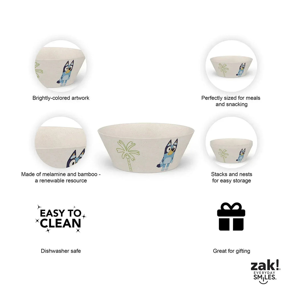 Zak Designs 8-Piece Bamboo Melamine Kids Dinnerware Set, Choose Charac ...