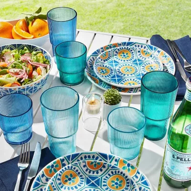 Member'S Mark Shatterproof 12-Piece Drinkware Set Ribbed (Assorted Col ...