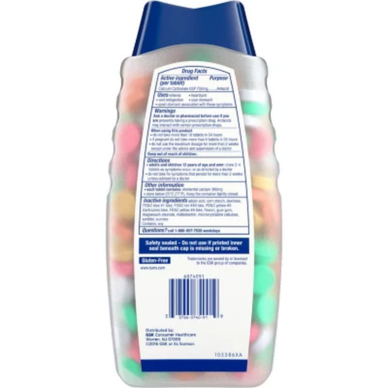 TUMS Smoothies Antacid Chewable Tablets for Heartburn Relief, Assorted ...