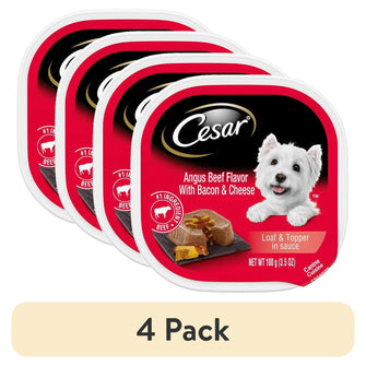 Cesar Loaf And Topper Angus Beef With Bacon And Cheese Wet Dog Food, 3 ...