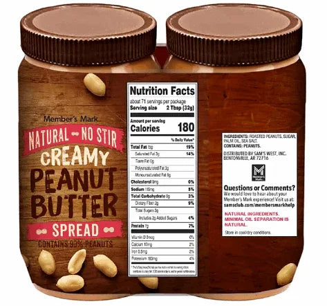 Member's Mark Natural Creamy Peanut Butter, 40 oz., 2 pk.– Brands For ...