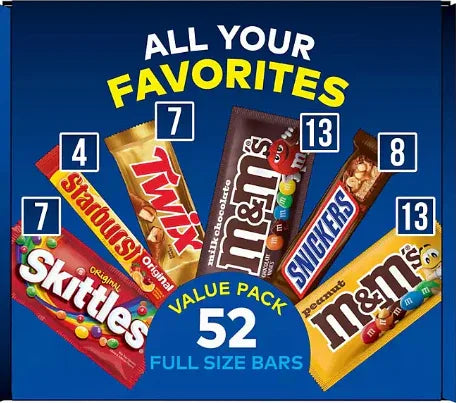 Mars Fundraiser Variety Pack Candy Bars, Full Size, 52 pk.– Brands For ...