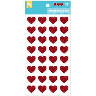 Little Yellow Bicycle® Stickers Sheet - Holographic Red Hearts (Pack o ...